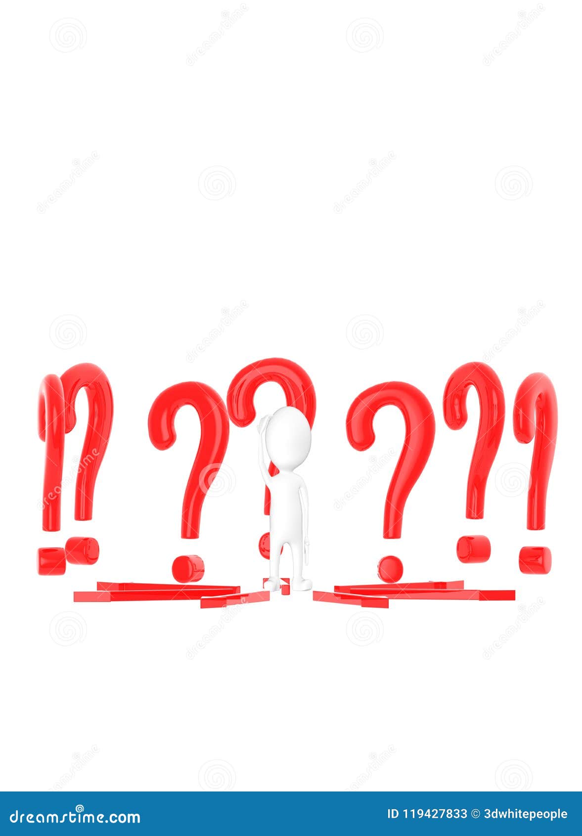 3d Character , Man Confused , Stressed , Around Question Marks Stock ...