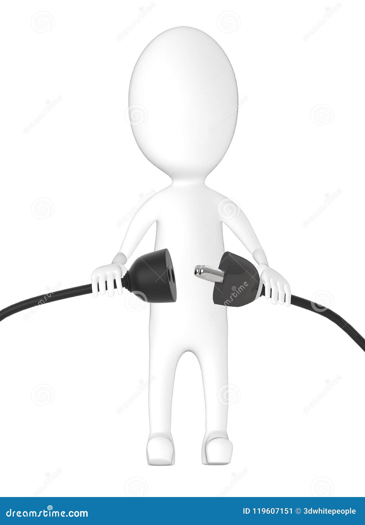 Connecting Plug And Electrical Extension Cable Illustration. White ...