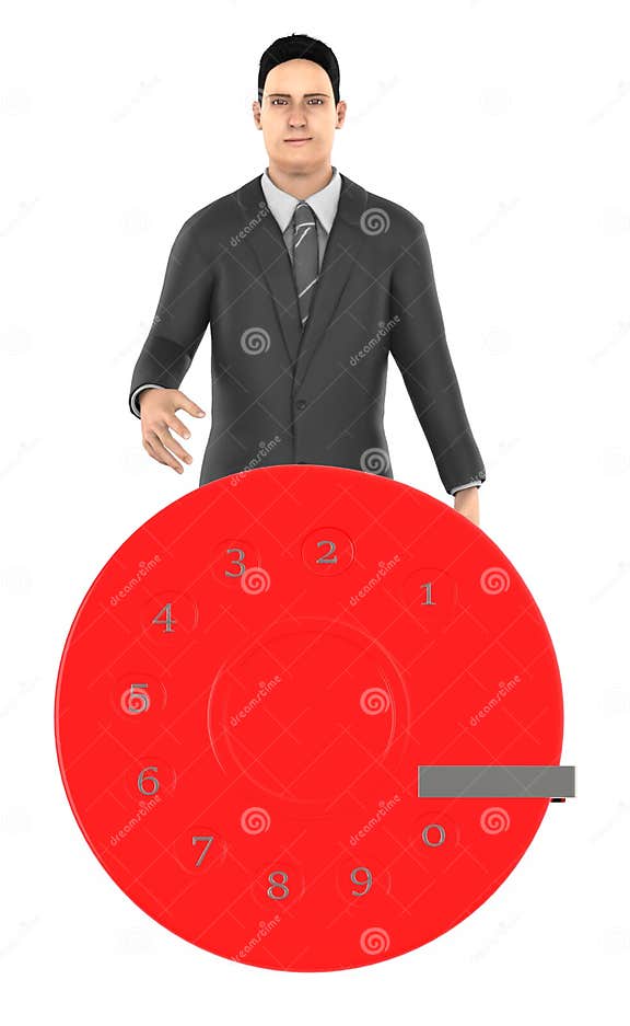 3d Character , Man and a Dialer Stock Illustration - Illustration of ...
