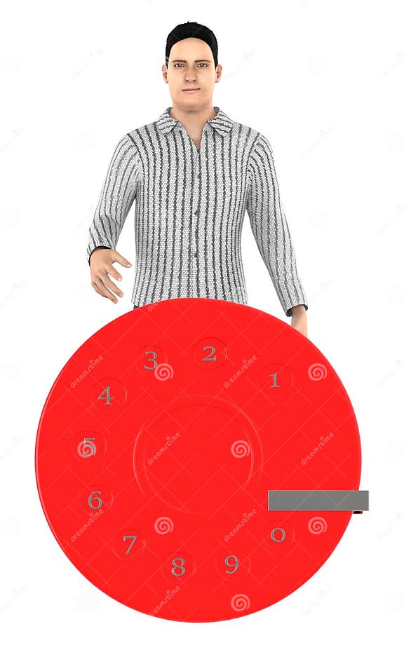 3d Character , Man and a Dialer Stock Illustration - Illustration of ...