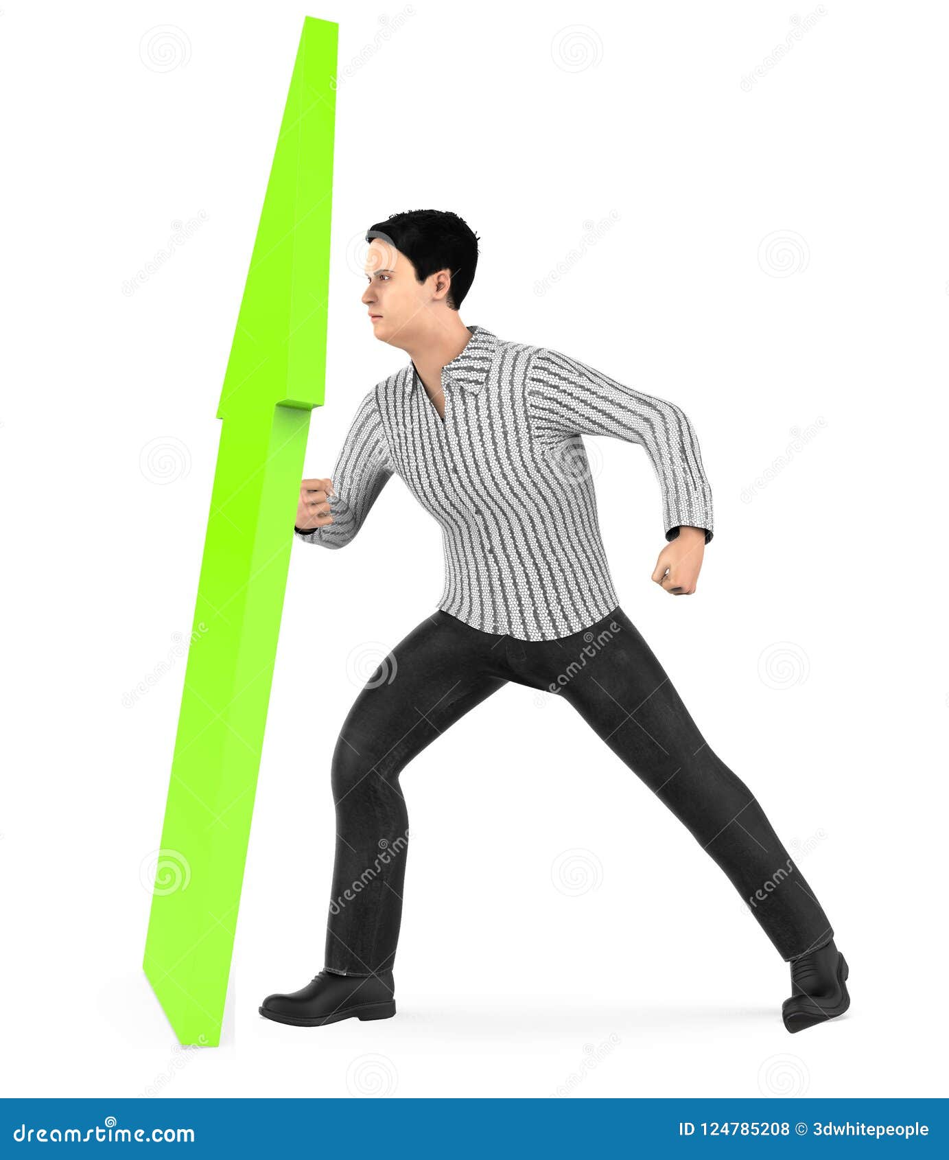 3d Character , Man Elevating a Arrow Upward Stock Illustration ...