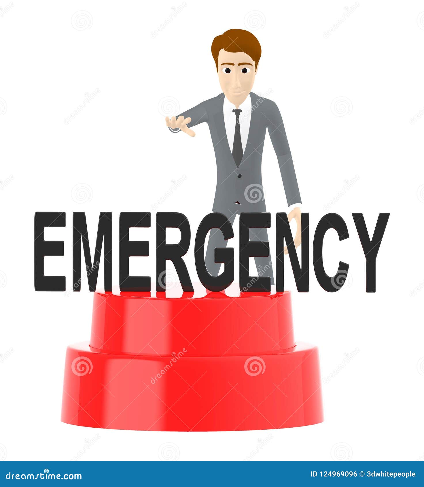 3d Character , Man and Emergency Text Stock Illustration - Illustration ...
