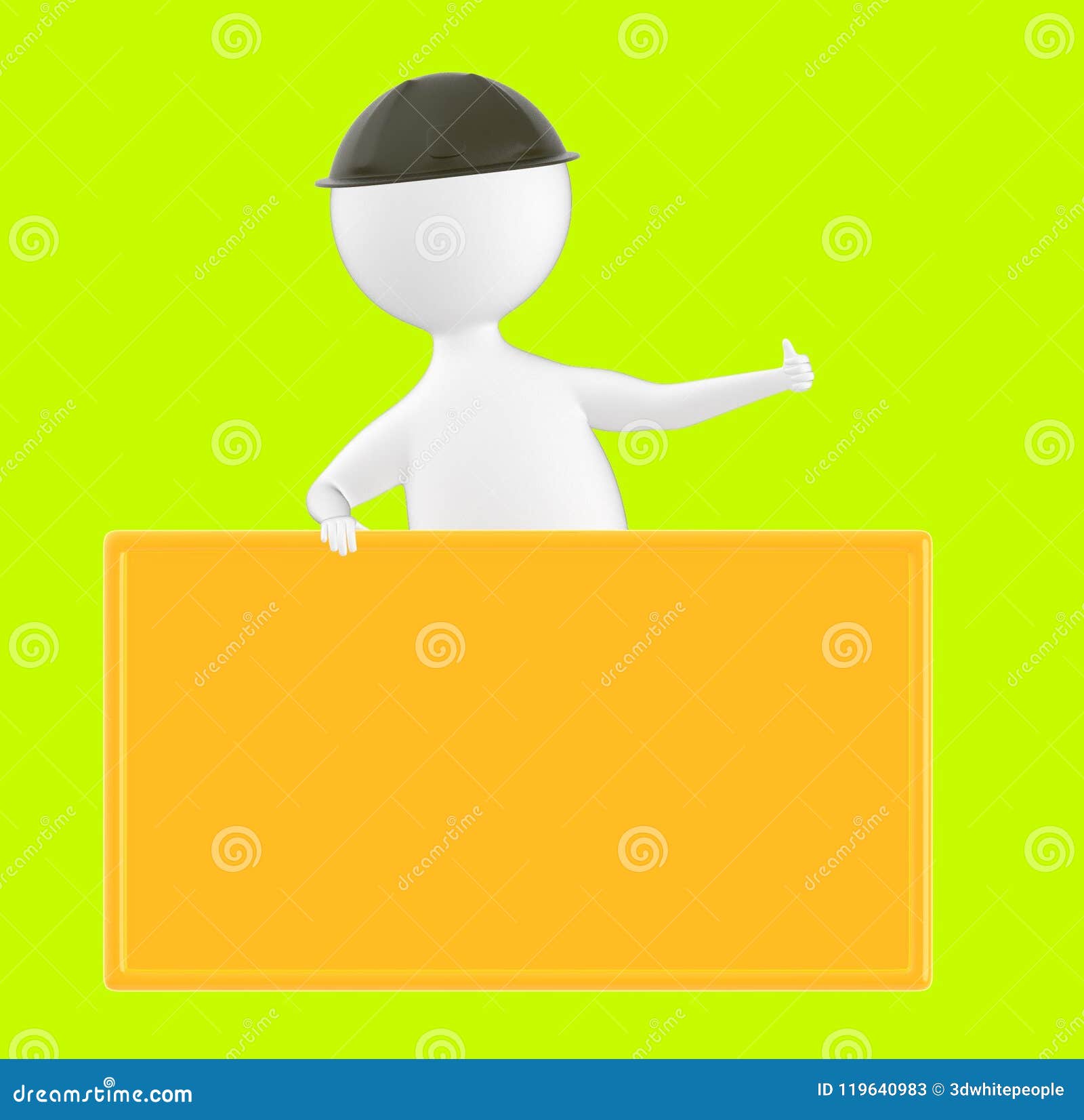 3d Character , Man and Empty Board Stock Illustration - Illustration of ...