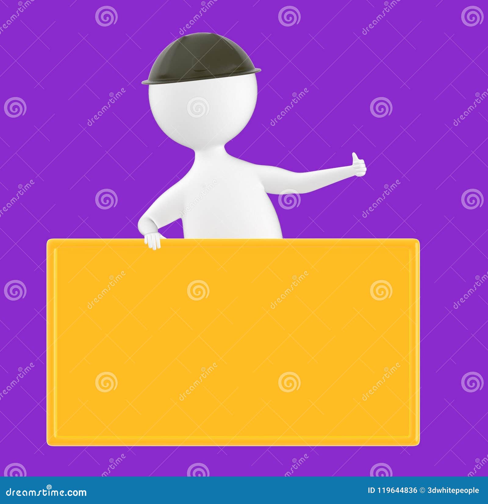 3d Character , Man and Empty Board Stock Illustration - Illustration of ...