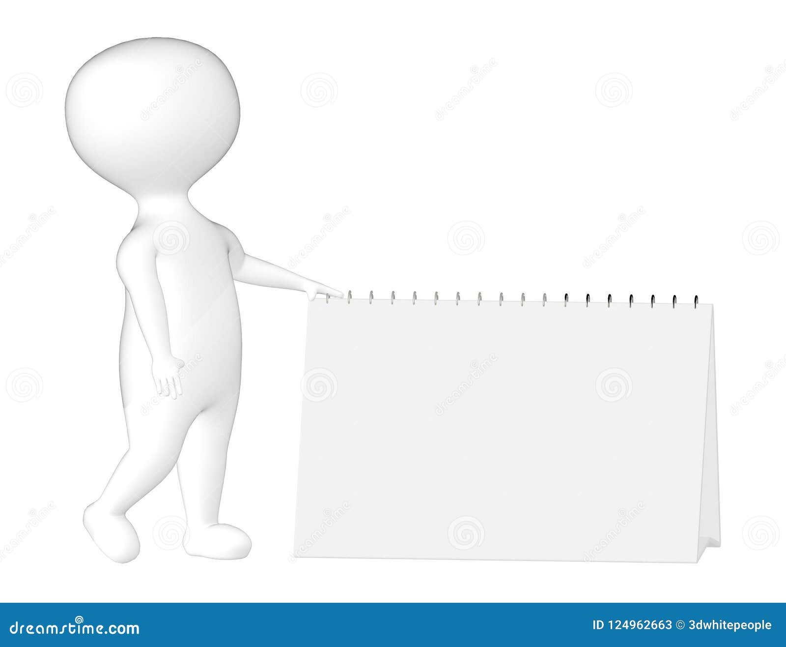 3d Character , Man and a Empty Calender / Notepad Stock Illustration ...