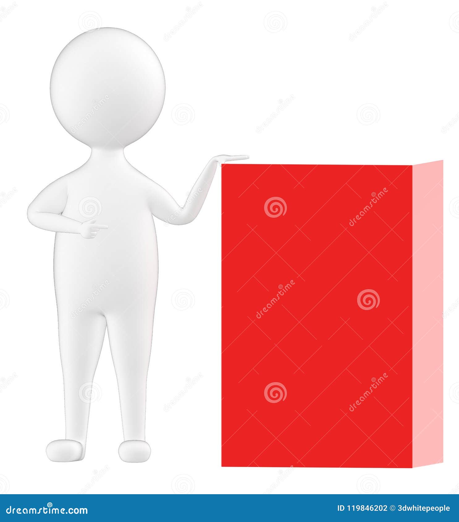 3d Character , Man and a Empty Red Box Stock Illustration ...