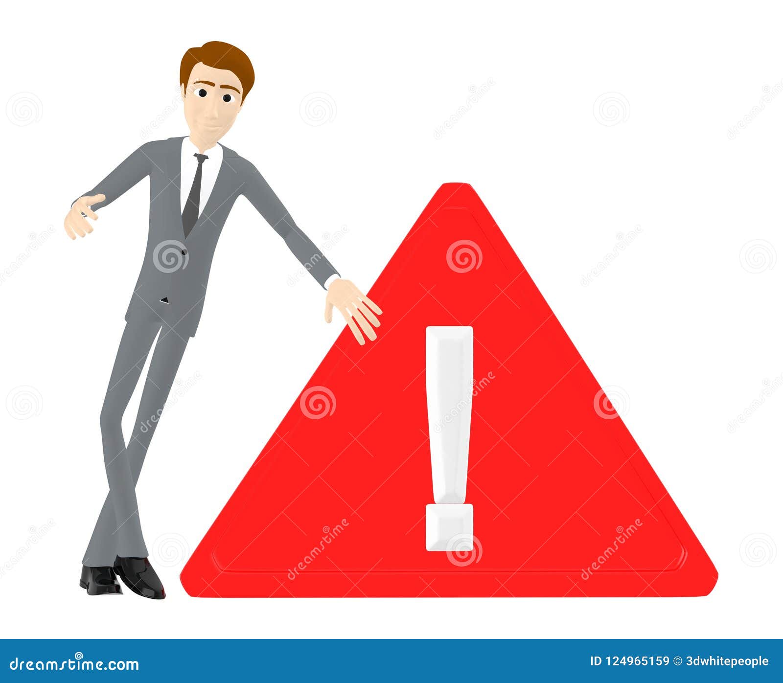 3d Character , Man and Exclamation Mark / Warning Sign Stock ...