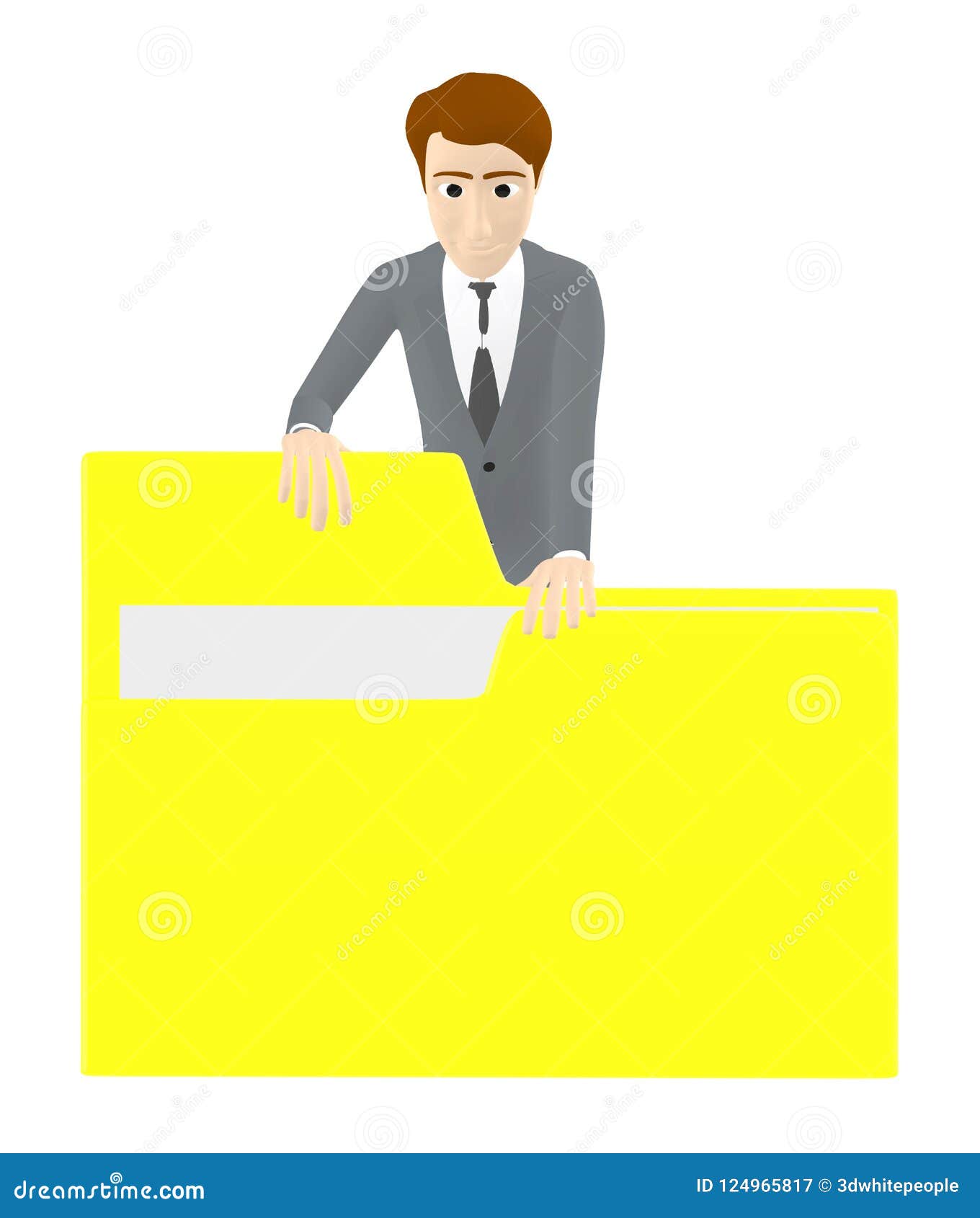 3d Character , Man and File Folder Stock Illustration - Illustration of ...