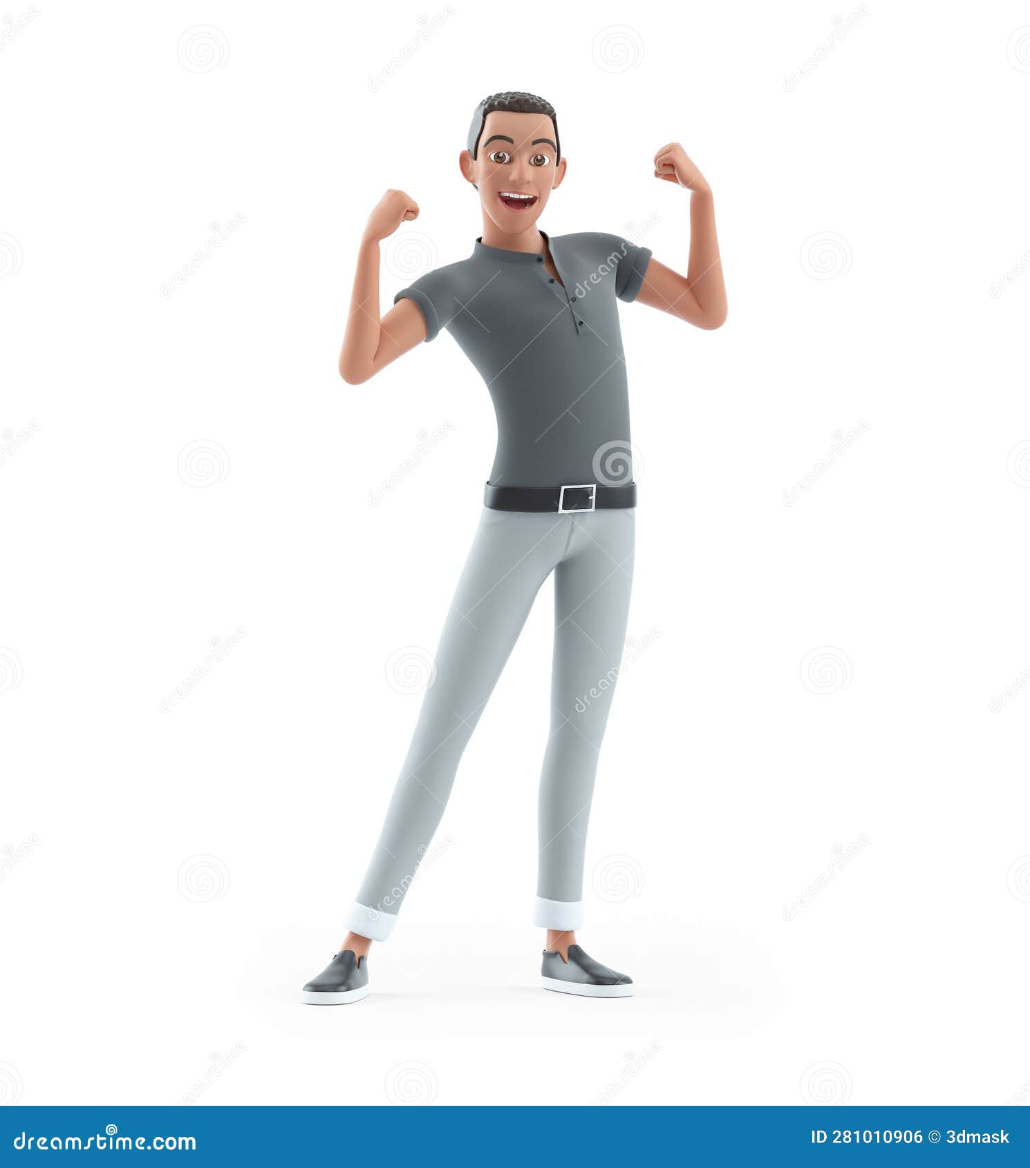 3d Character Man Flexing Arm Muscles Royalty-Free Illustration ...