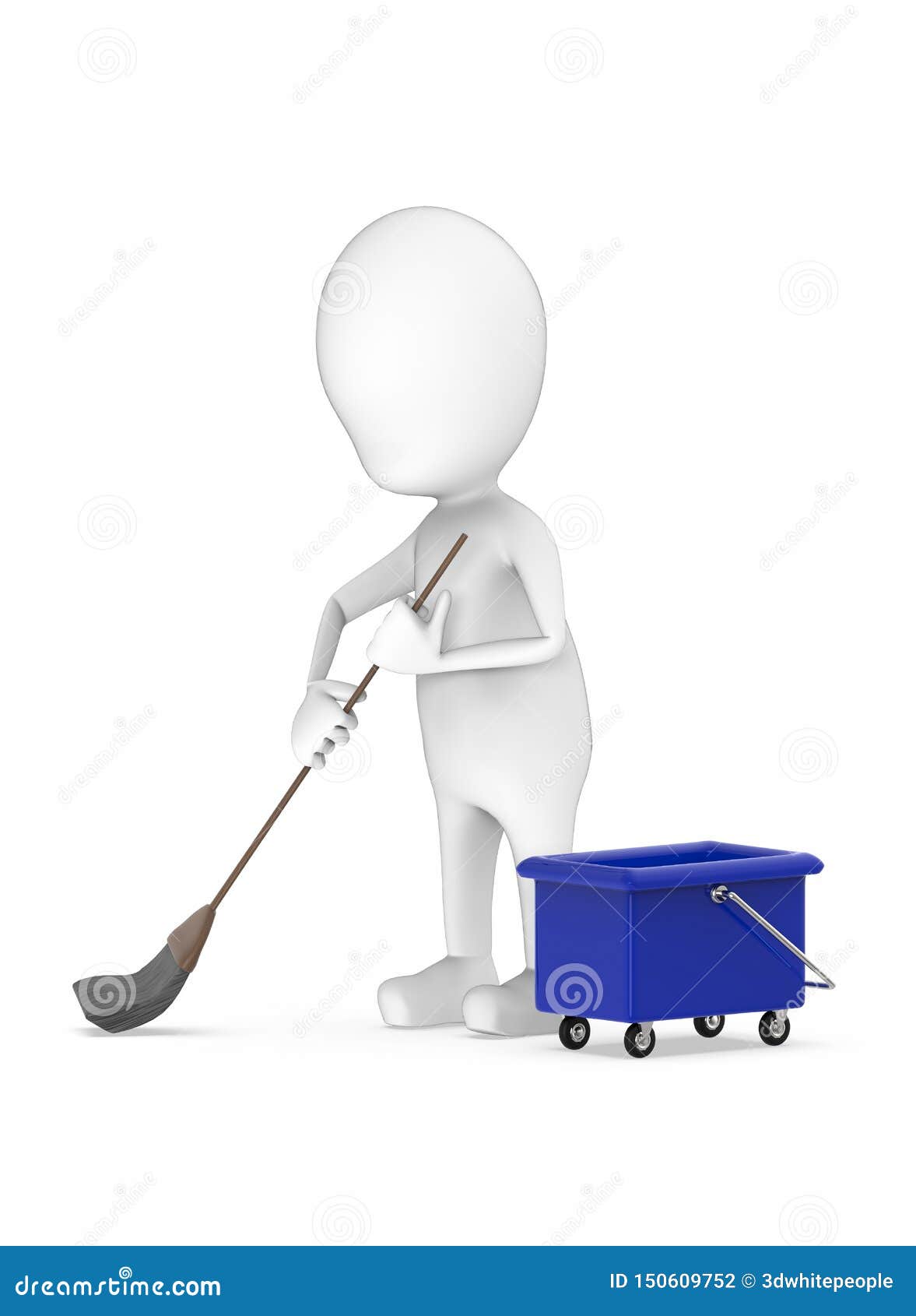 3d Character , Man Floor Cleaner Stock Illustration - Illustration of ...