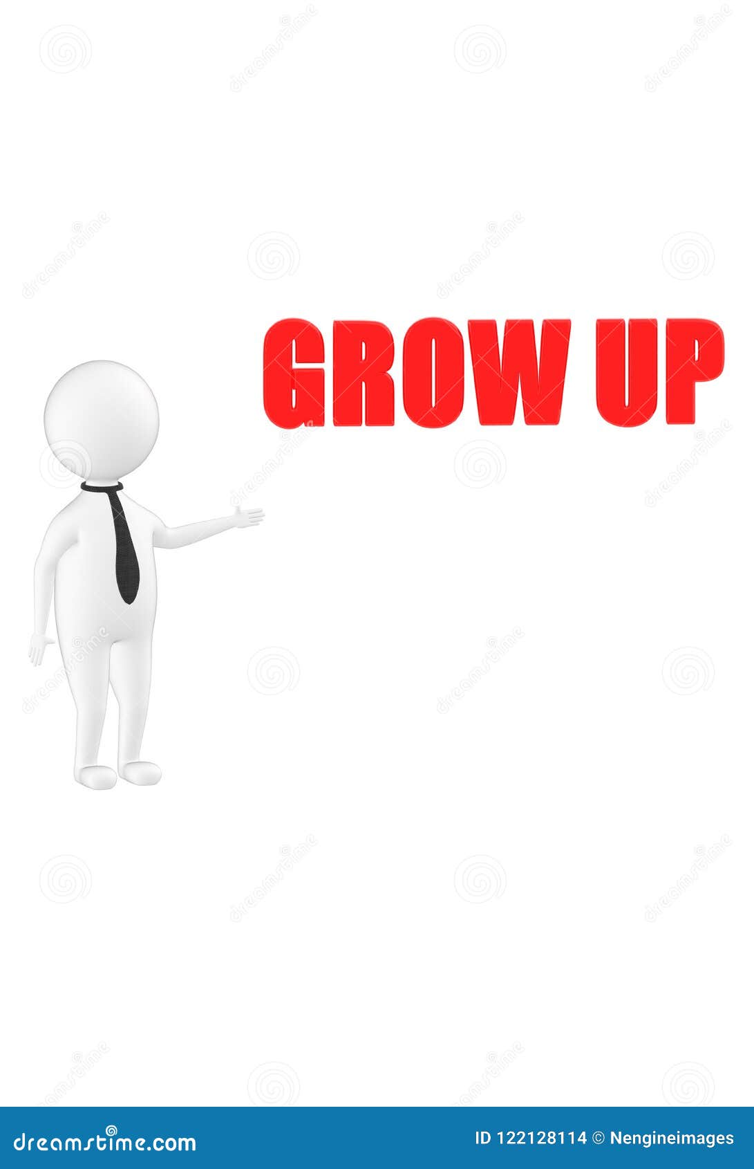 3d Character , Man Grow Up Text Stock Illustration - Illustration of ...