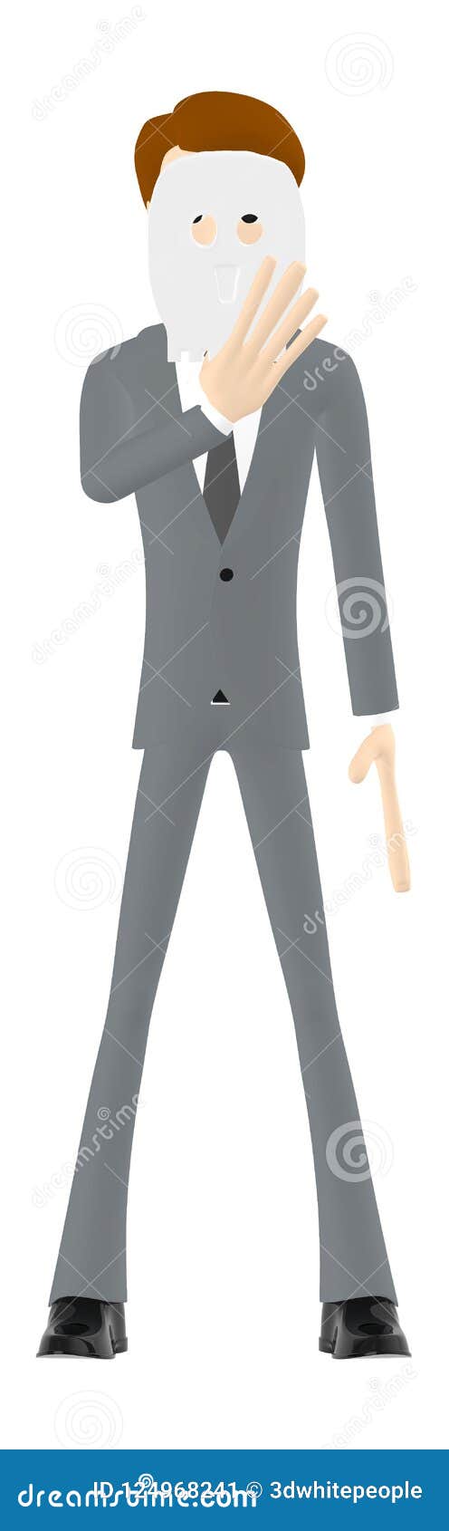 3d Character , Man Hiding His Face Using a Mask Stock Illustration ...