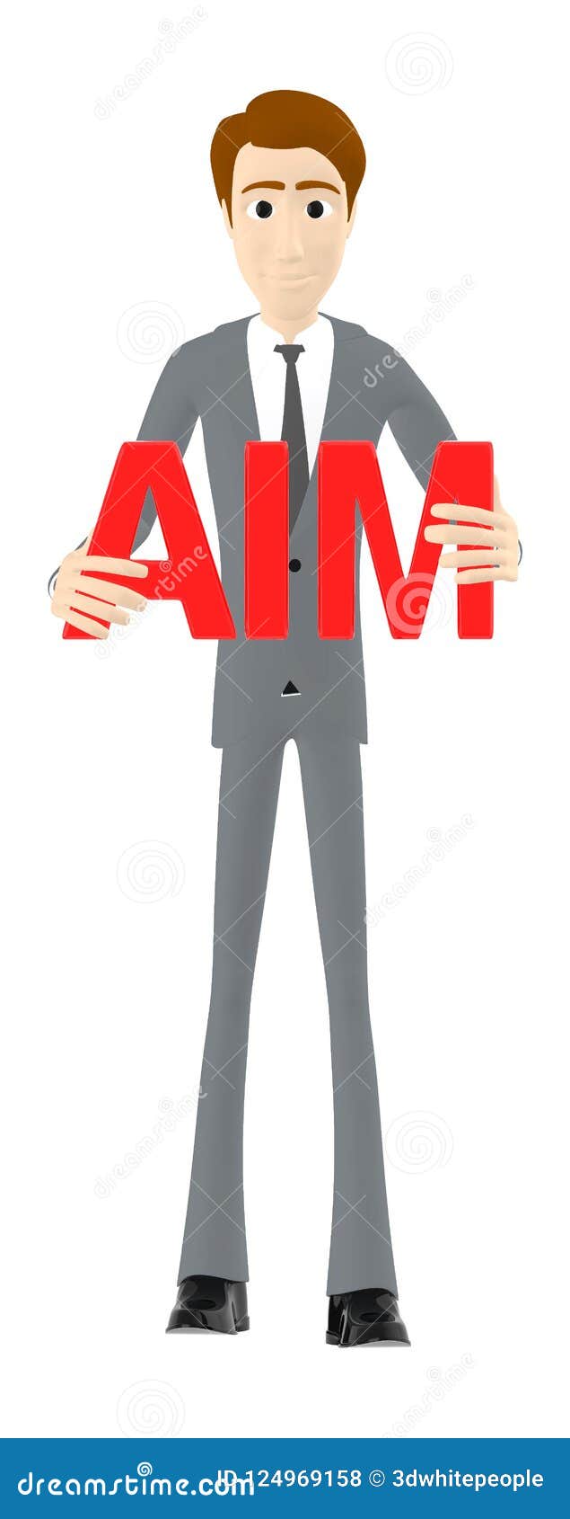 3d Character , Man Holding Aim Text Stock Illustration - Illustration ...