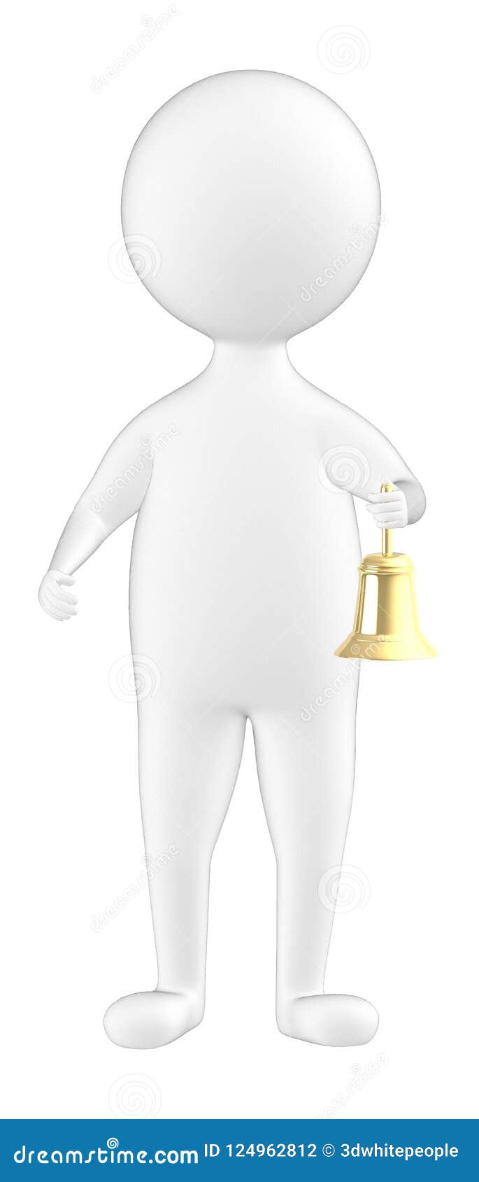 3d Character , Man Holding Bell Stock Illustration - Illustration of ...