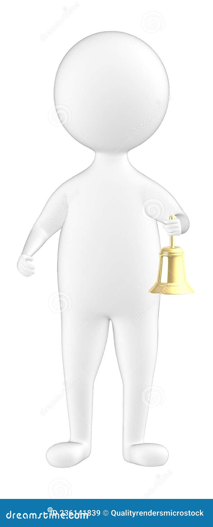 3d Character , Man Holding Bell Stock Illustration - Illustration of ...