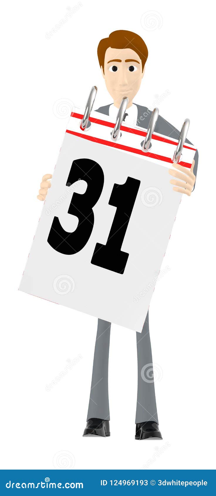 3d Character , Man Holding a Calender with Date 31 in it Stock ...