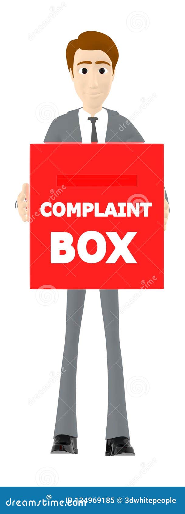 3d Character , Man Holding A Complaint Box In His Hand Royalty-Free ...