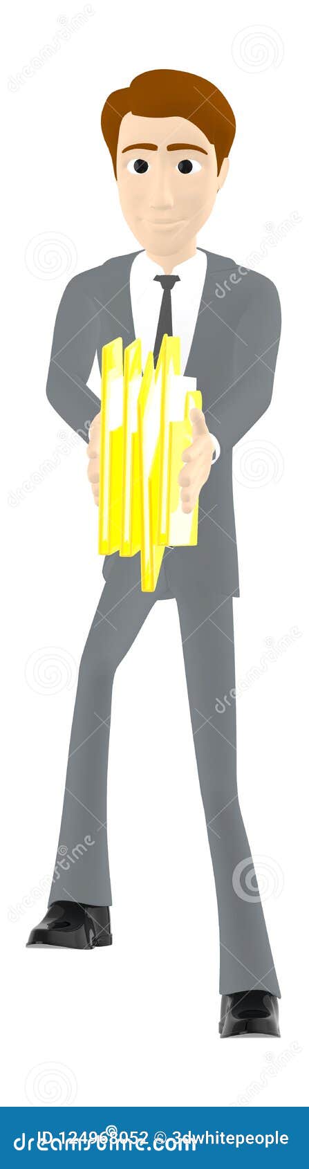 3d Character , Man Holding a File Folder in His Hands Stock ...