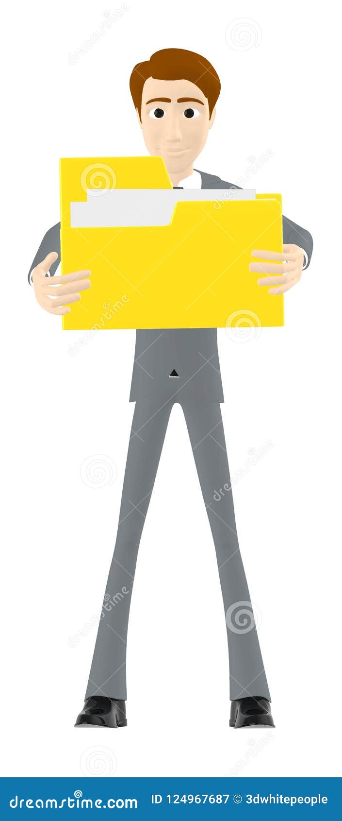 3d Character , Man Holding a File Folder in His Hands Stock ...
