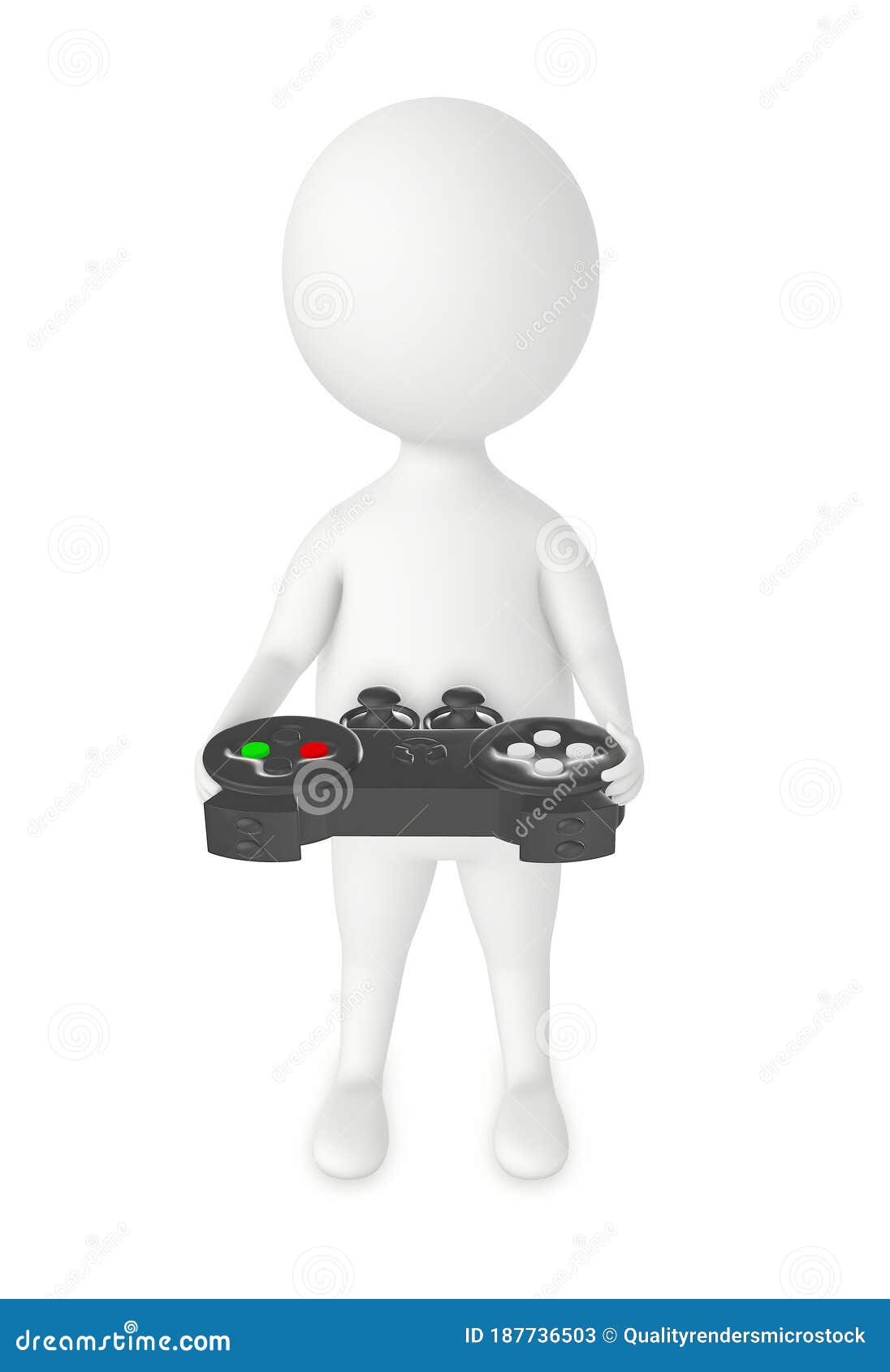 3d Character , Man Holding Gamepad with Joystick Stock Illustration ...