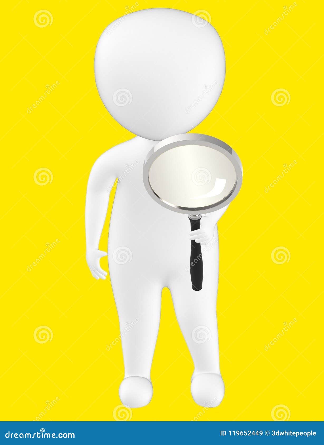 3d Character , Man Holding a Magnifier Stock Illustration ...