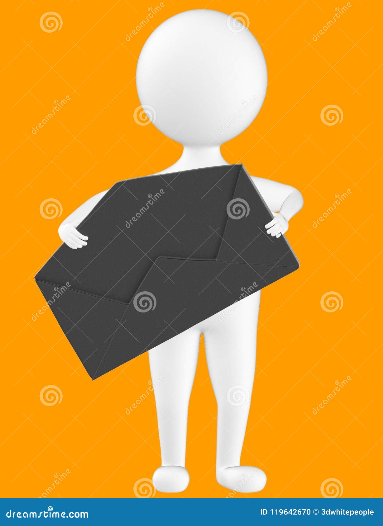 3d Character , Man Holding a Opened Envelope Stock Illustration ...