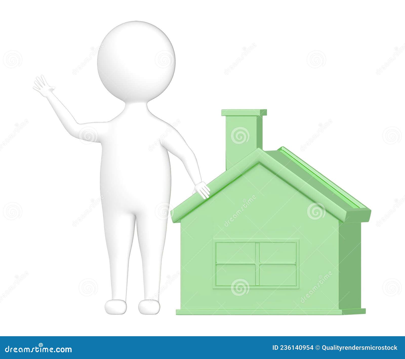 3d Character , Man and a House Stock Illustration - Illustration of ...