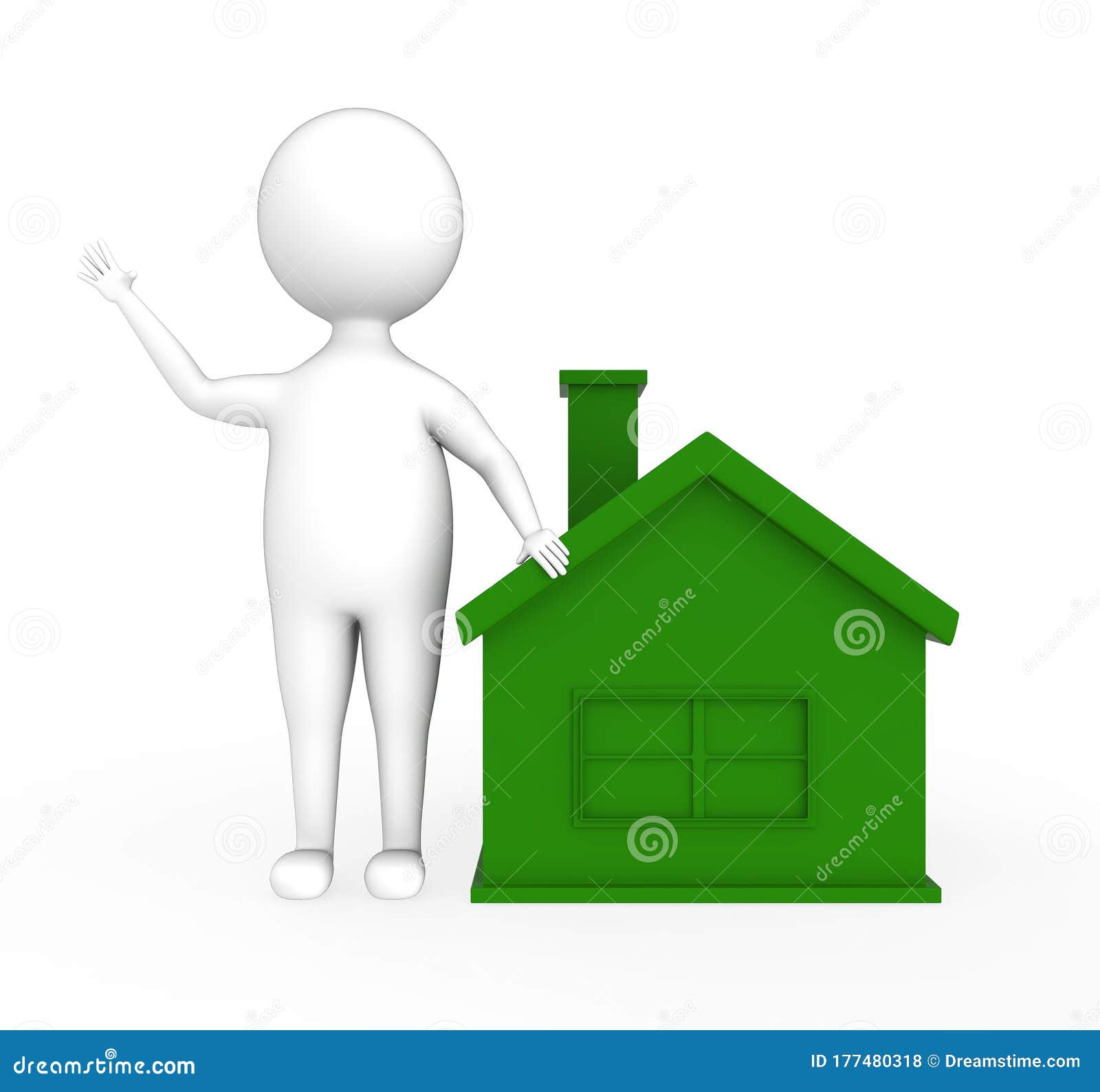 3d Character , Man and a House Stock Illustration - Illustration of ...