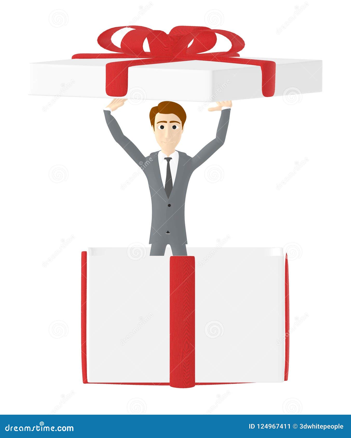 3d Character , Man Inside a Gift Box Stock Illustration - Illustration ...