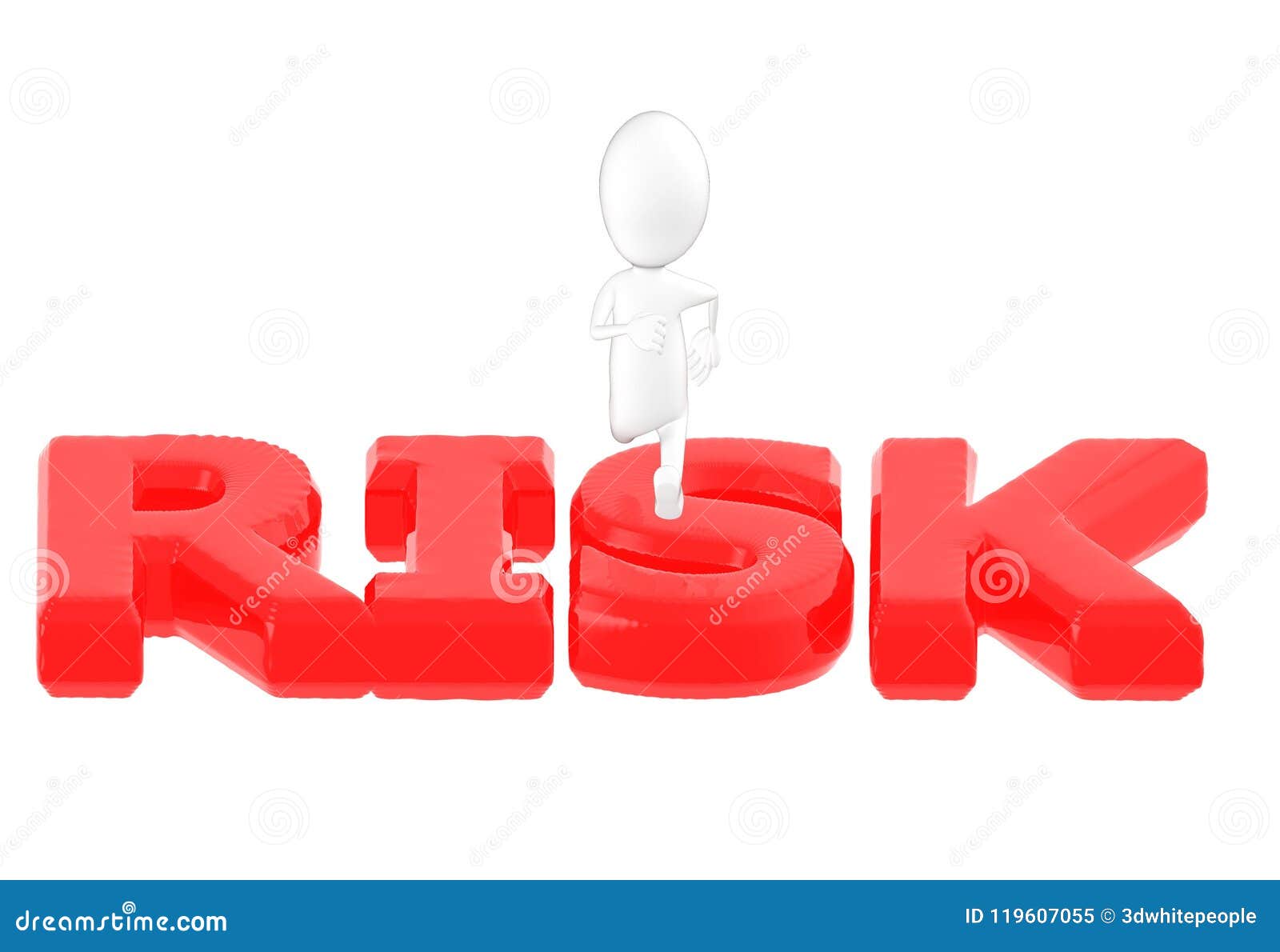 3d Character , Man Jumping Over Risk Text Stock Illustration ...