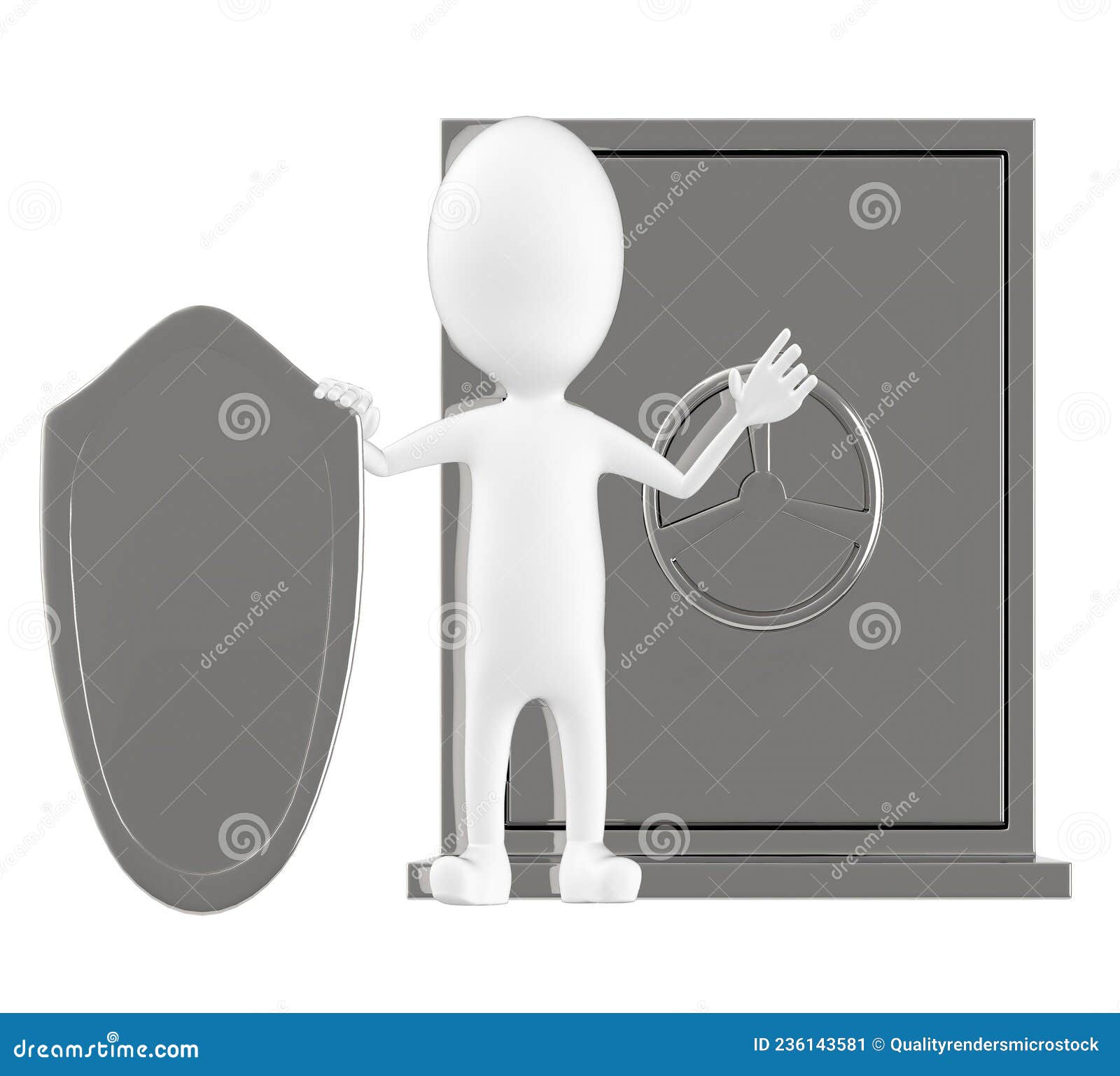 3d Character , Man Locker and a Shield Stock Illustration ...