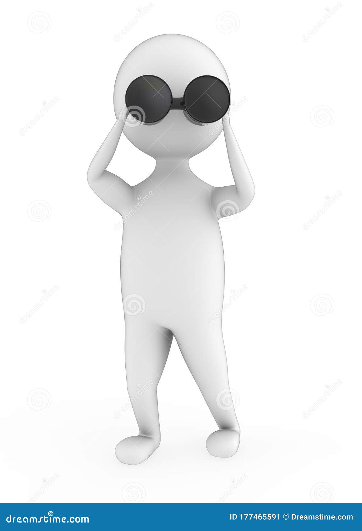 3d Character , Man Looking through Binocular Stock Illustration ...