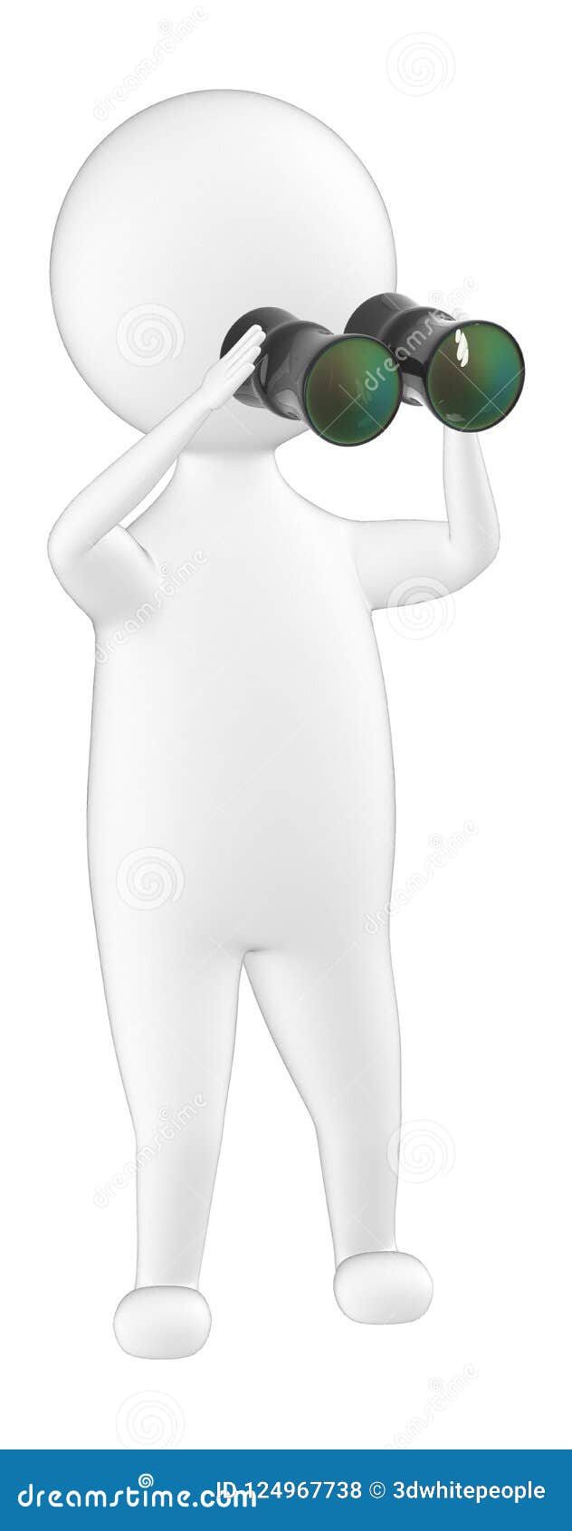 3d Character , Man Looking through Binocular Stock Illustration ...