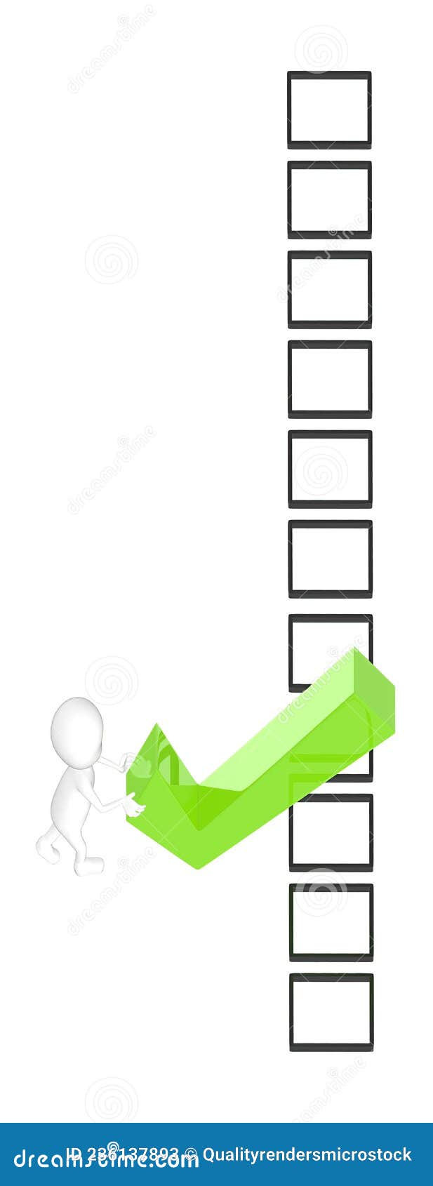 3d Character , Man Moving Green Tick , Empty Checkboxes Stock ...