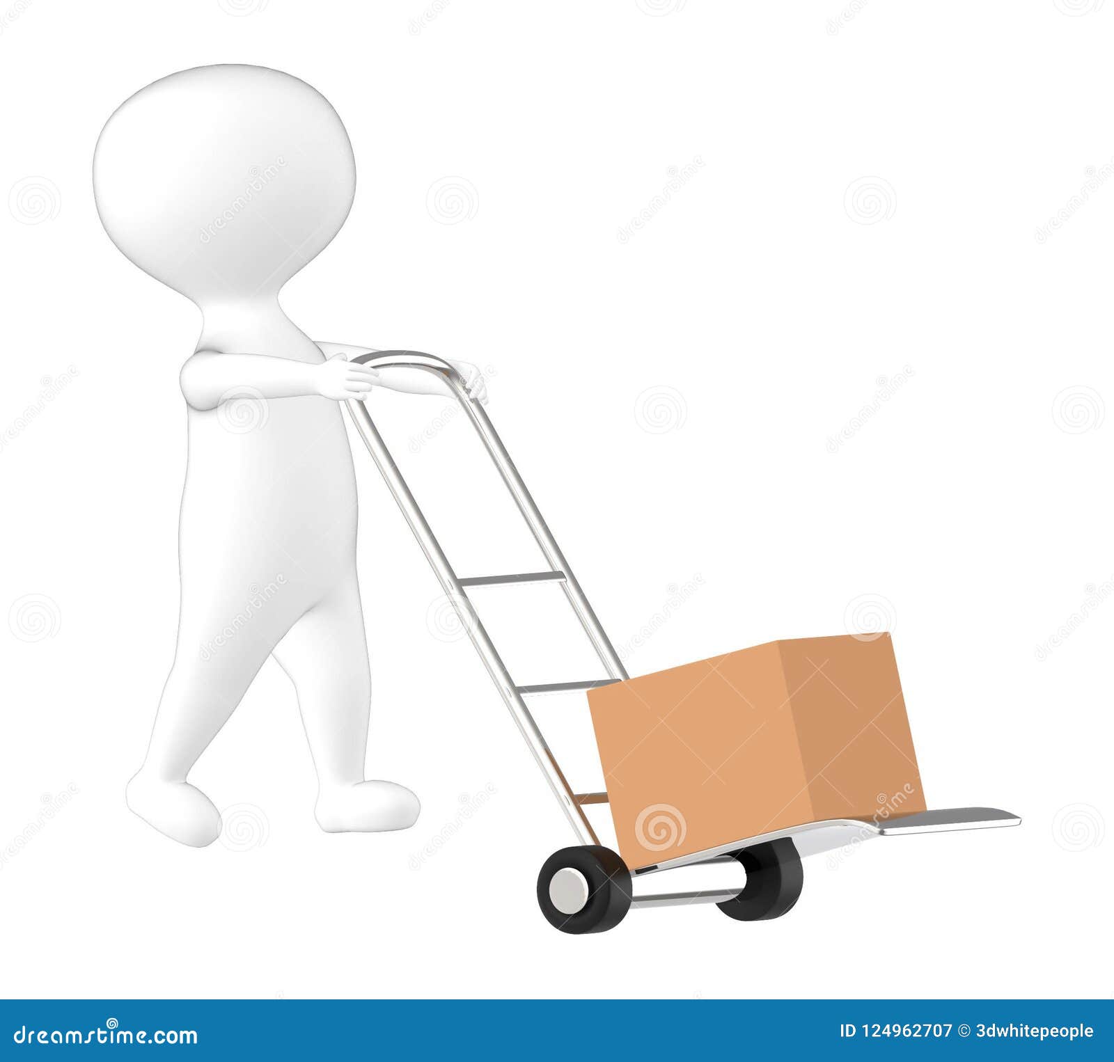 3d Character , Man Moving a Trolley Stock Illustration - Illustration ...