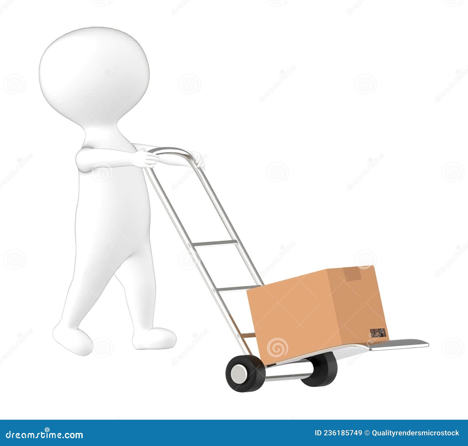 3d Character , Man Moving a Trolley Stock Illustration - Illustration ...