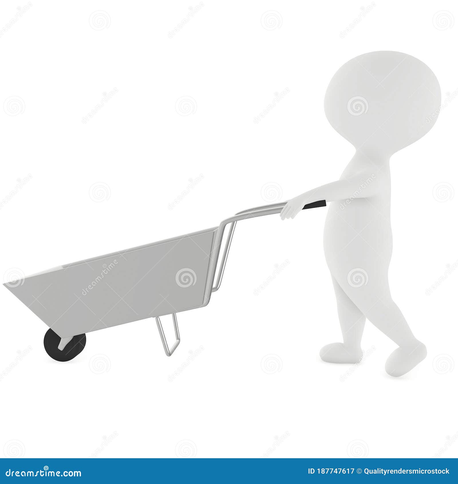 3d Character , Man Moving a Wheelbarrow Stock Illustration ...