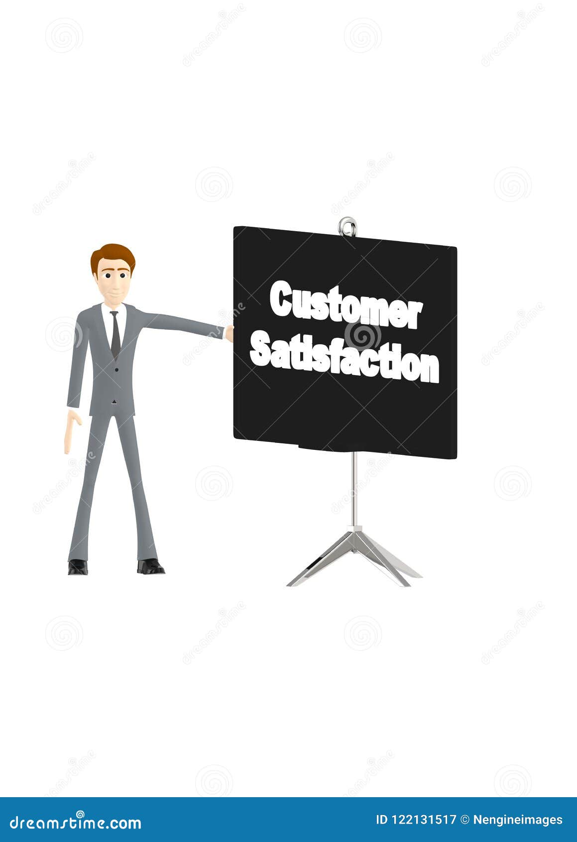 3d Character , Man Pointing His Hand Towards a Presentation Board with ...