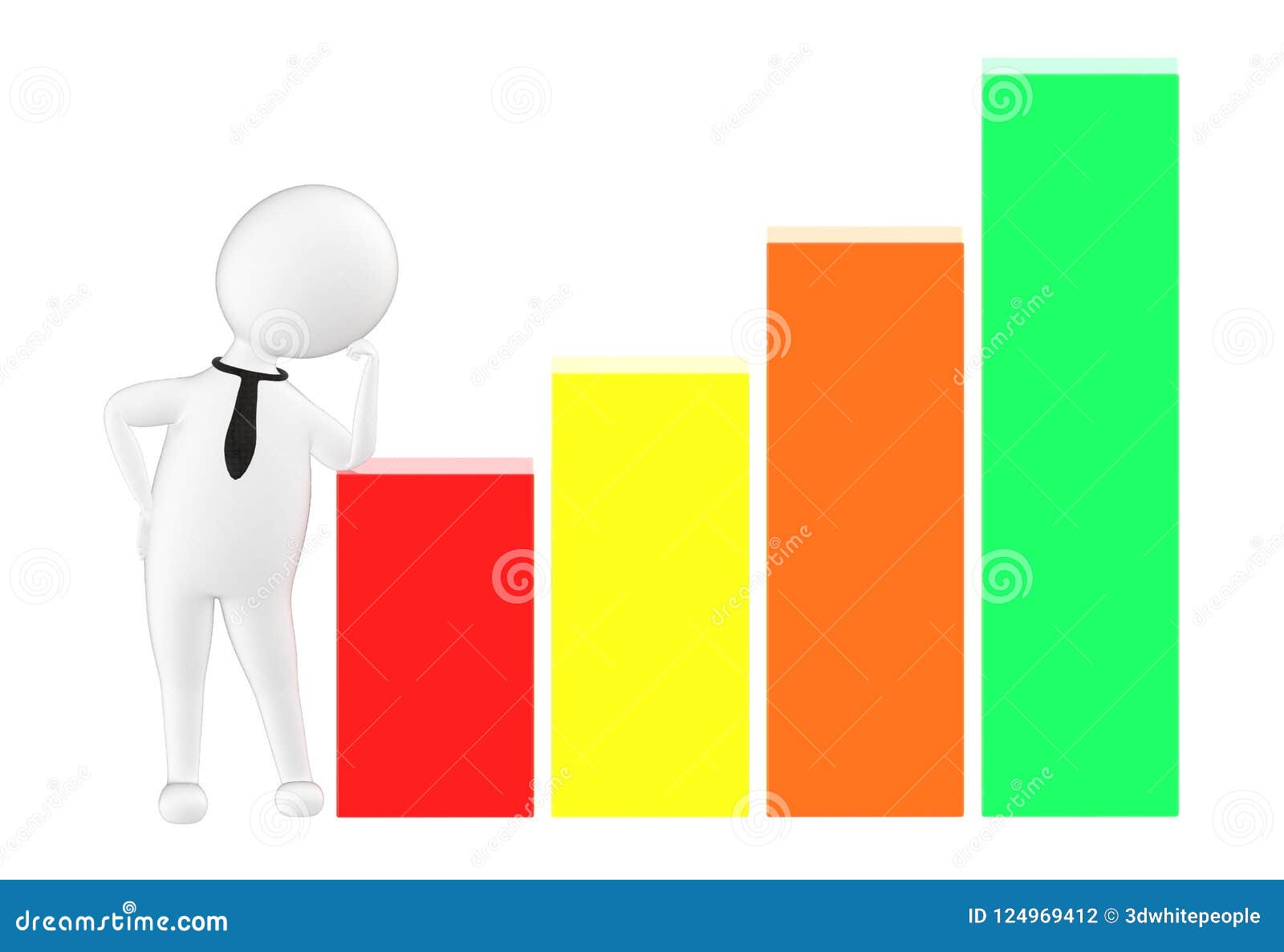 3d Character , Man Presenting Bar Graph Stock Illustration ...
