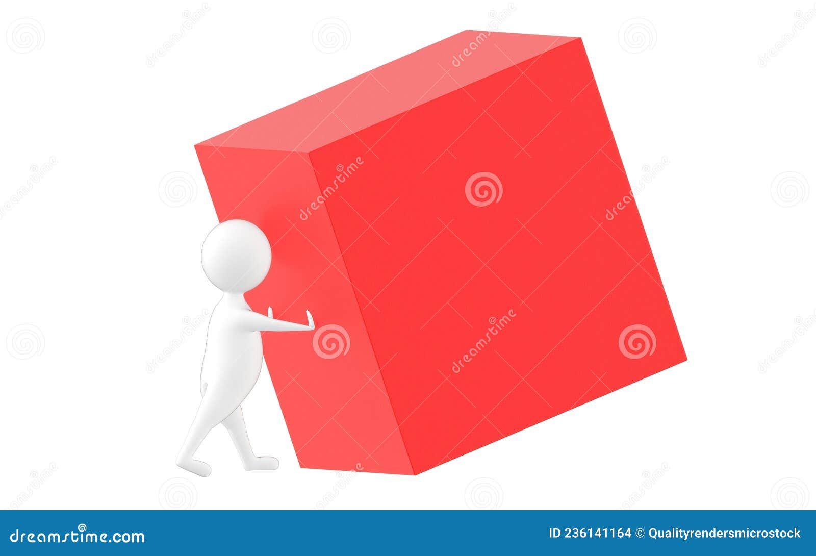 3d Character , Man Pushing a Large Box Stock Illustration ...