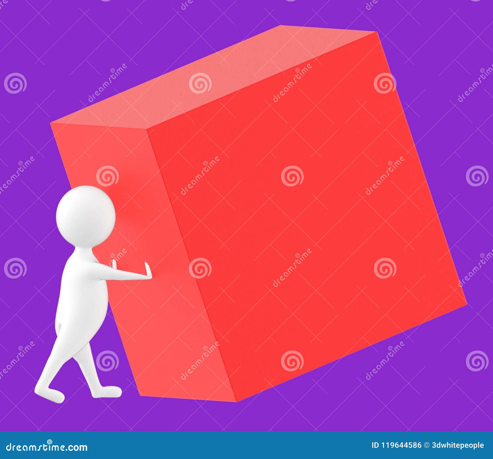 3d Character , Man Pushing a Large Box Stock Illustration ...