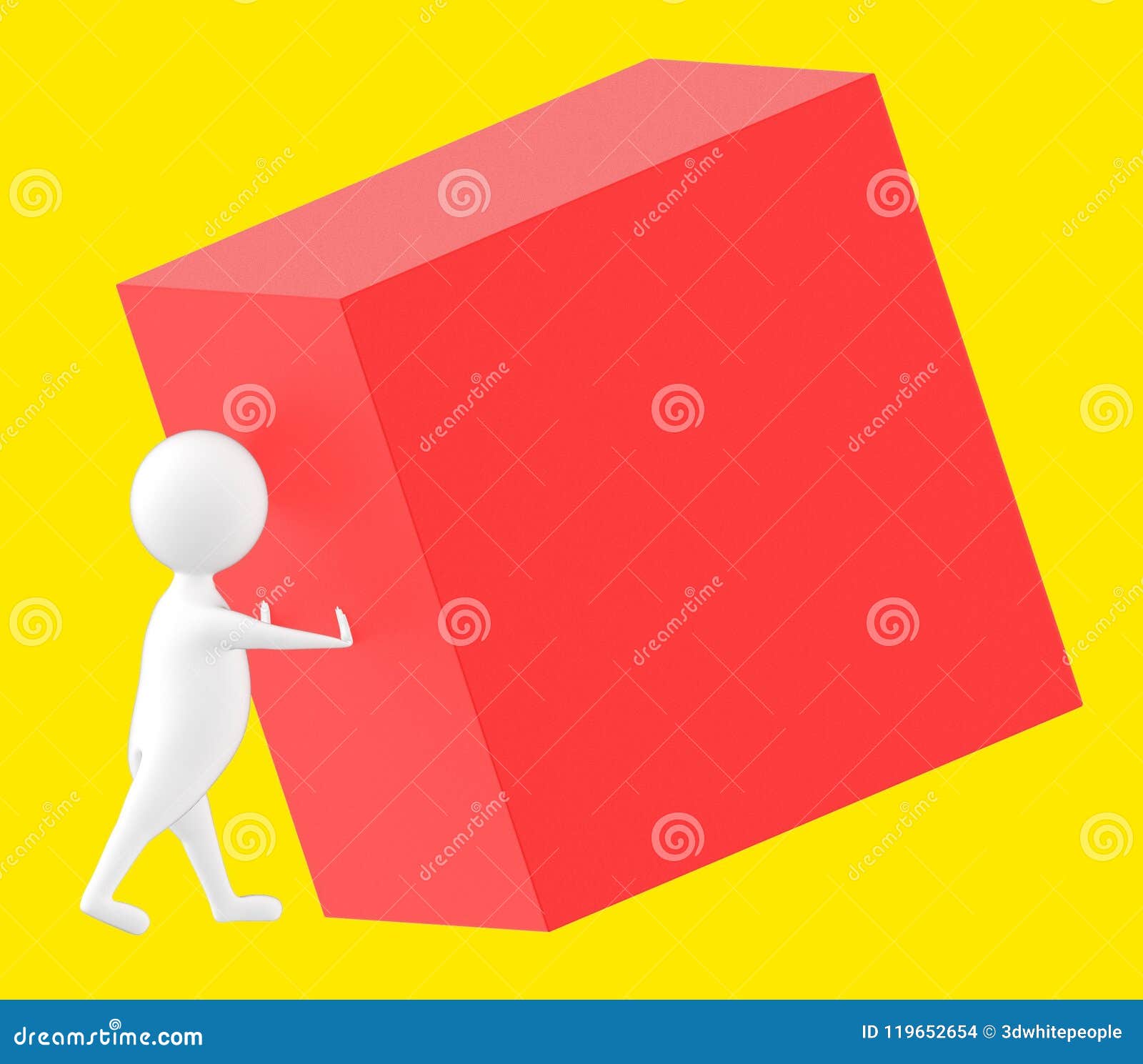3d Character , Man Pushing a Large Box Stock Illustration ...
