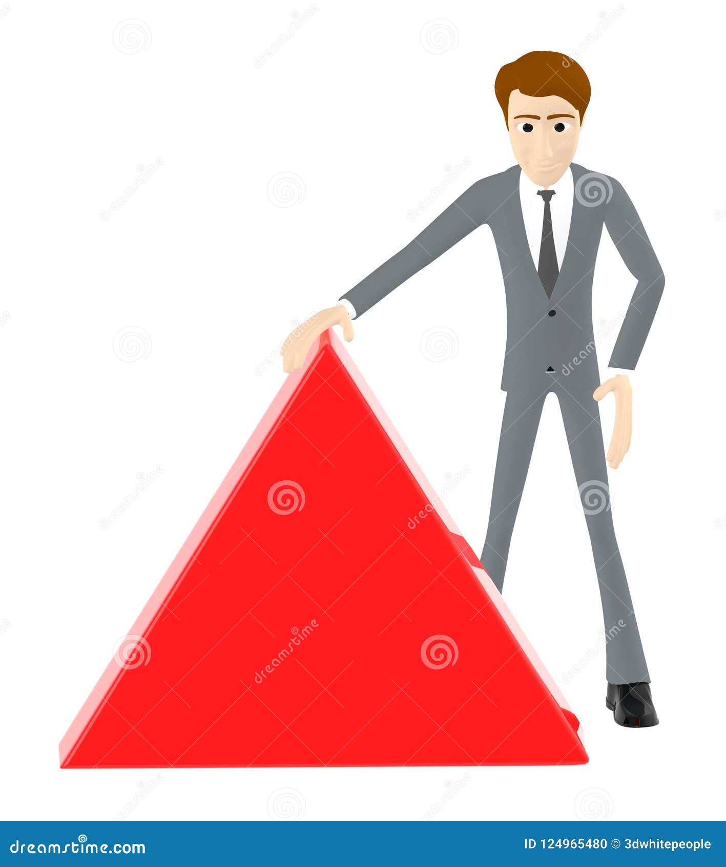 3d Character , Man with Red Triangular Board , Copyspace Stock ...