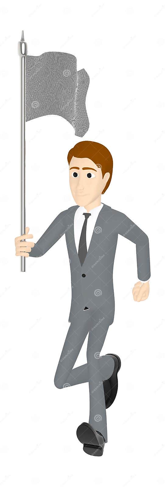 3d Character , Man Running with a Checker Flag Stock Illustration ...