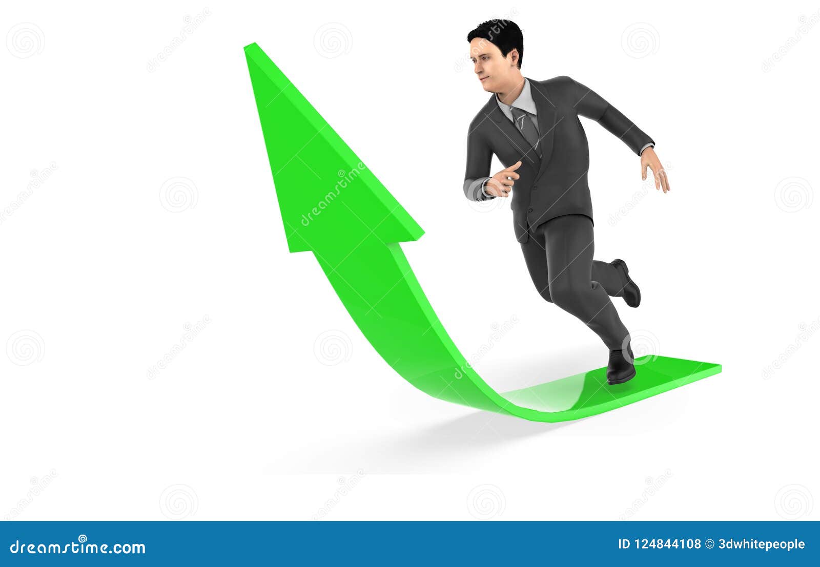 3d Character , Man Running Over Arrow Stock Illustration - Illustration ...