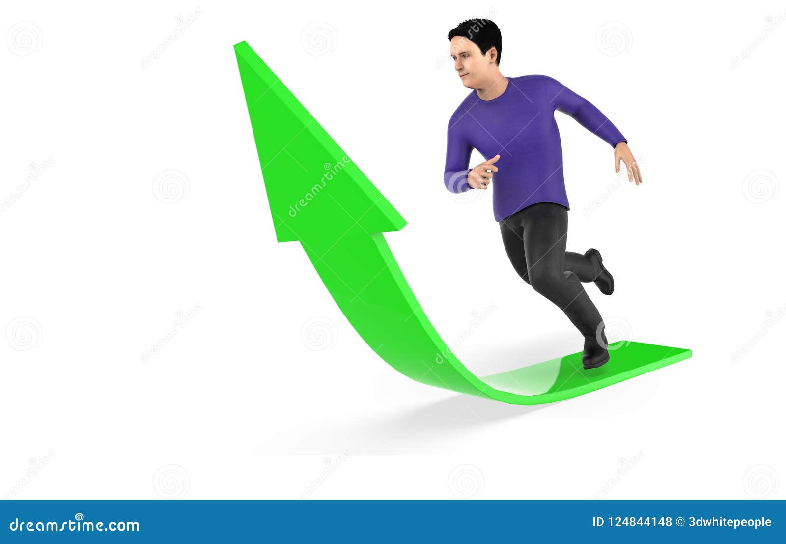 3d Character , Man Running Over Arrow Stock Illustration - Illustration ...