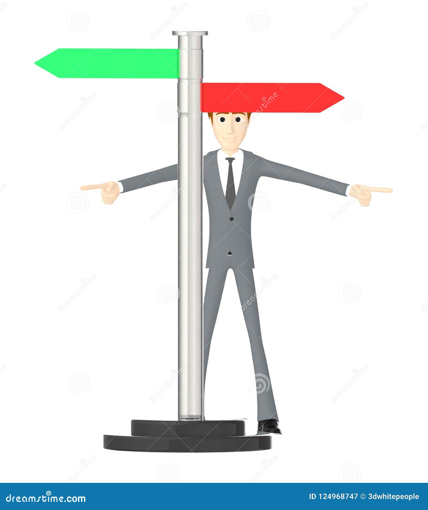 3d Character , Man Showing / Guiding Both Direction / Direction Post ...