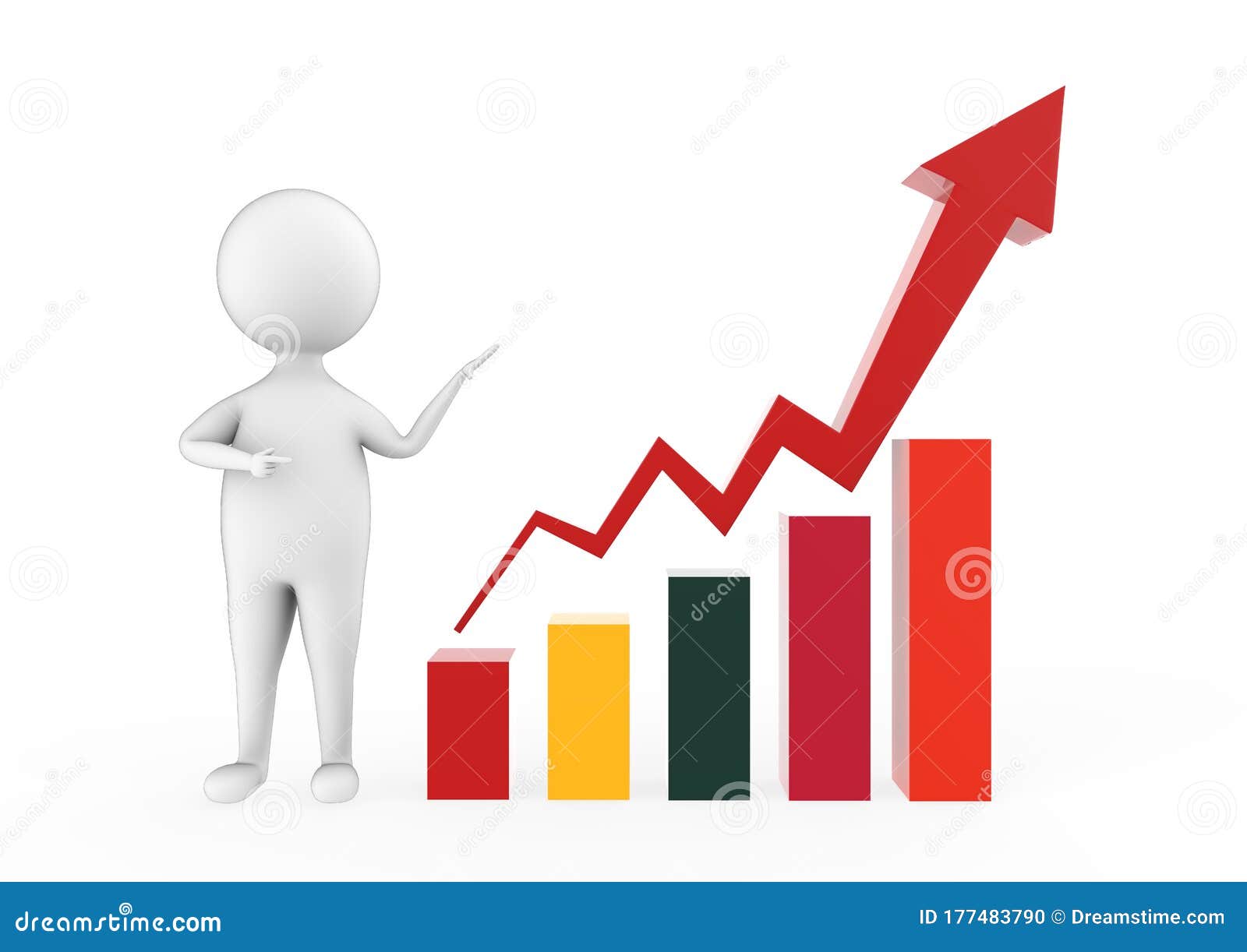 3d Character , Man Showing Higher Statistics Graph Stock Illustration ...