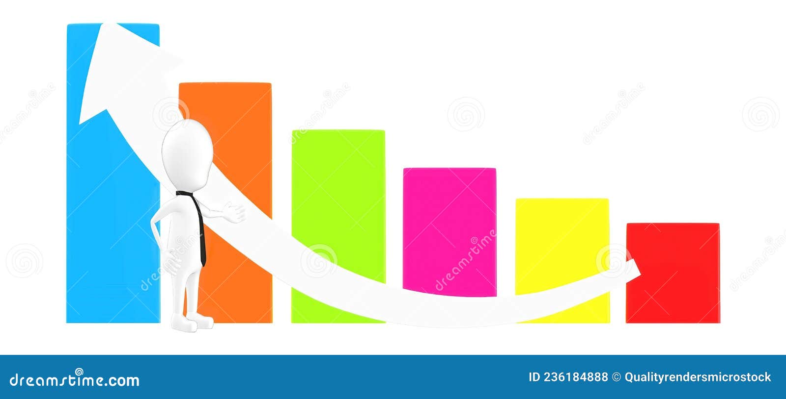 3d Character , Man Showing a Increasing Statistics Graph Stock ...