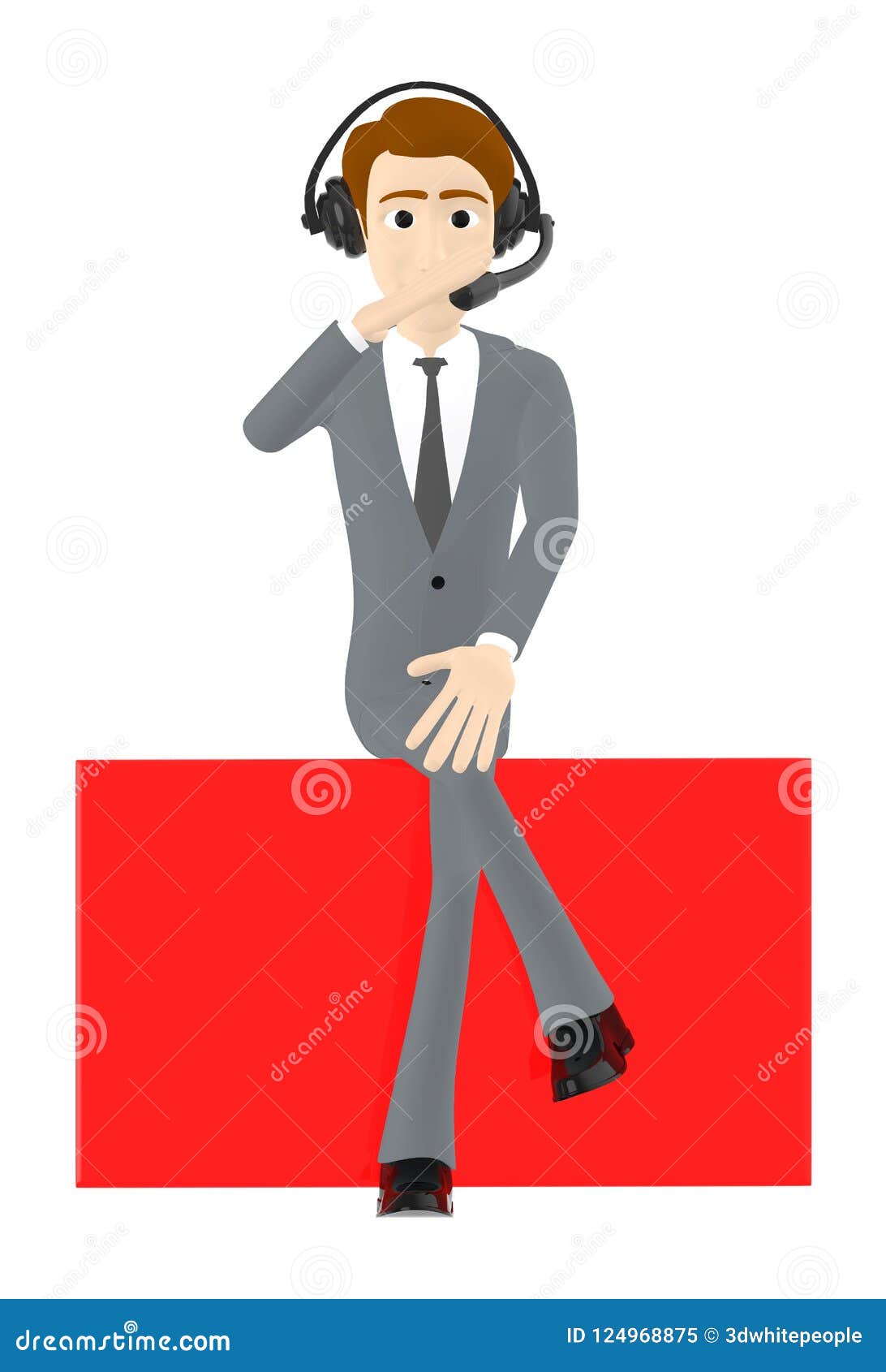 3d Character , Man , Sitting with Headset Stock Illustration ...